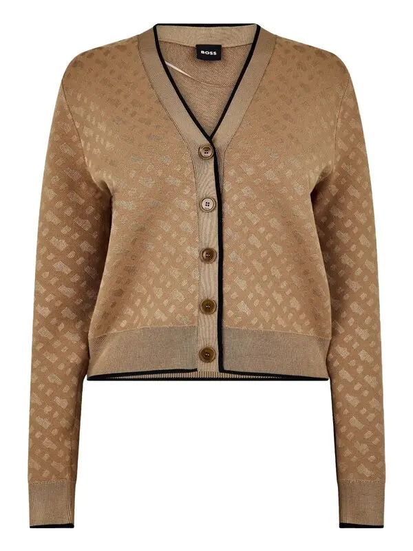 Hugo Boss Geometric Knit Cardigan - Brown