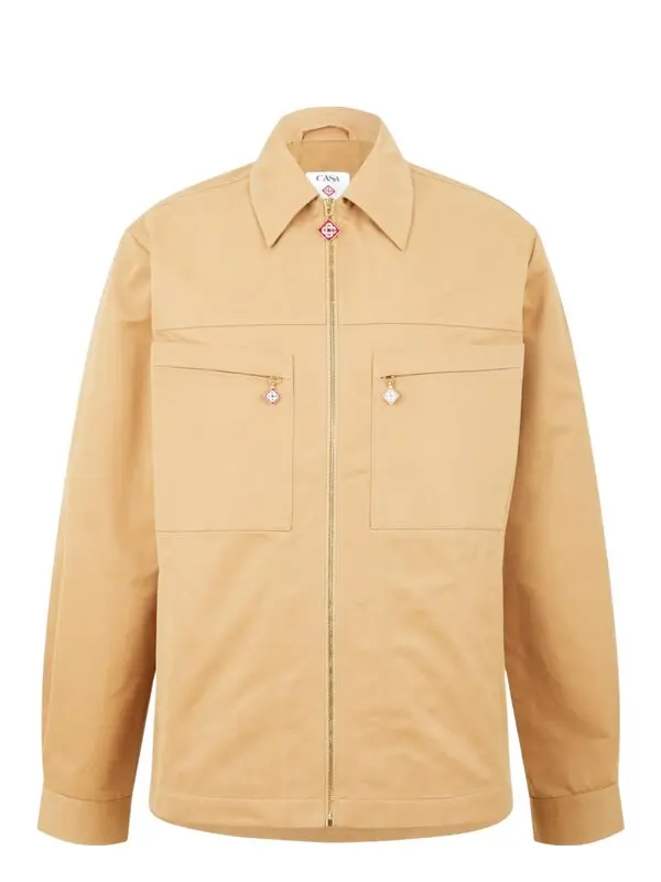 Casablanca Long Sleeve Zip-up Jacket With Multiple Pockets - Nude