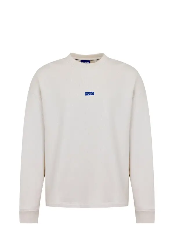 Hugo Boss Cotton Crew Neck Sweatshirt With Logo Detail - White