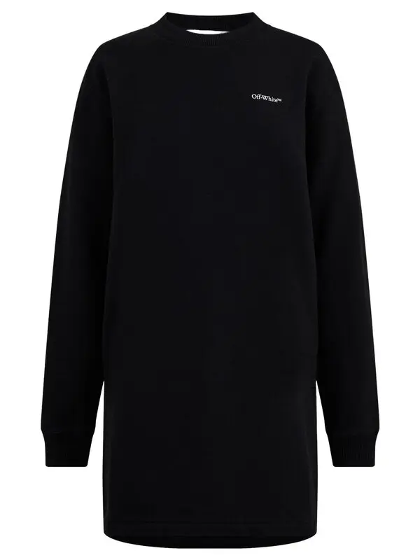 Off-White Floral Embroidered Arrow Logo Dress - Black