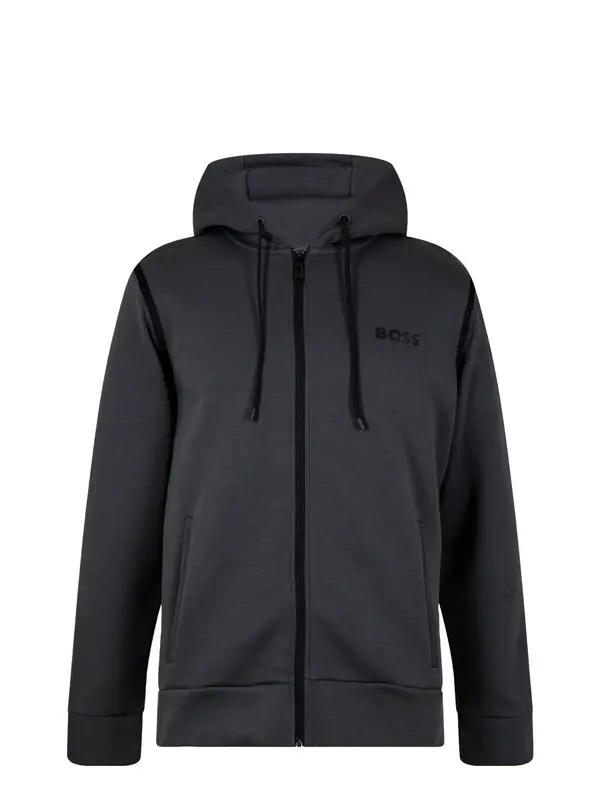 Hugo Boss Ogo Print Zip-up Hooded Sweatshirt - Black