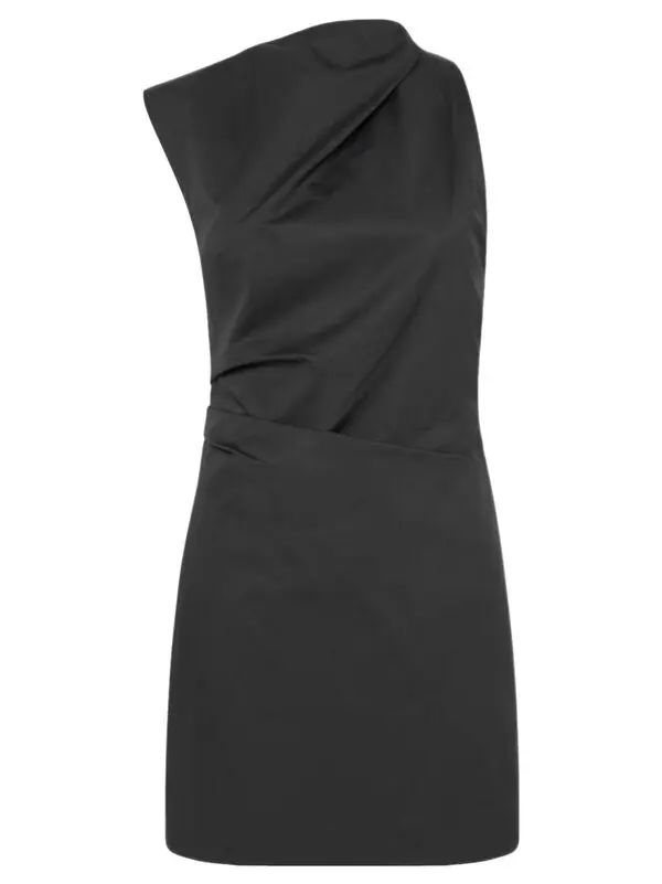 ST. AGNI Asymmetric Tuck Mini Dress - Black