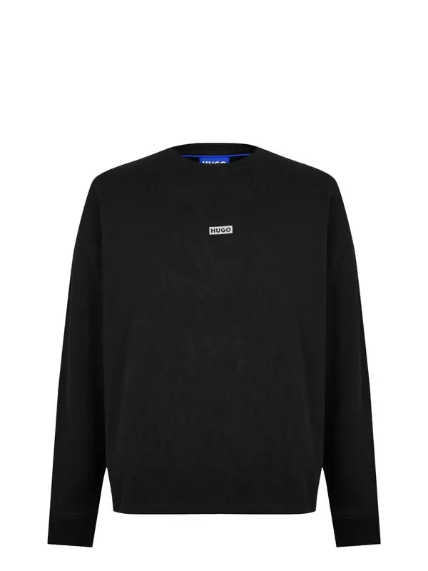 Hugo Boss Pure Cotton Long-sleeve Sweatshirt With Logo Detail - Black