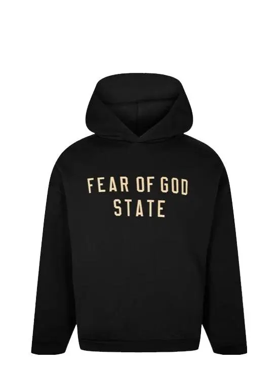 Fear Of God Logo Hooded Sweatshirt - Black