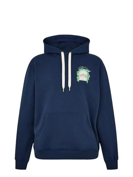 Casablanca Long Sleeve Hooded Sweatshirt - Navy