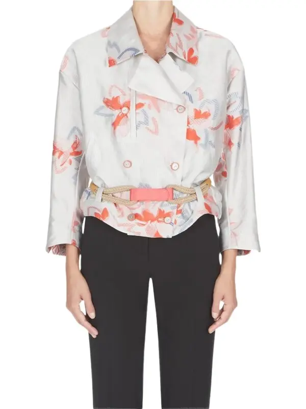 Emporio Armani Printed Long-sleeve Blouse - White