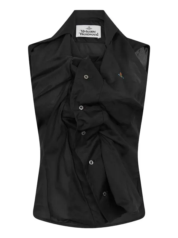 VIVIENNE WESTWOOD Sleeveless Shirt With Classic Collar - Black