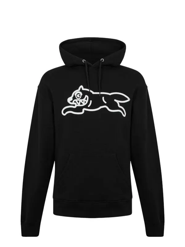 ICECREAM Long-sleeved Hooded Sweatshirt - Black
