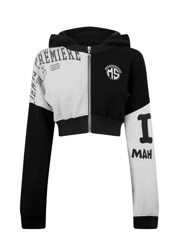 MARINE SERRE Pattern Zipper Hooded Sweatshirt - Black