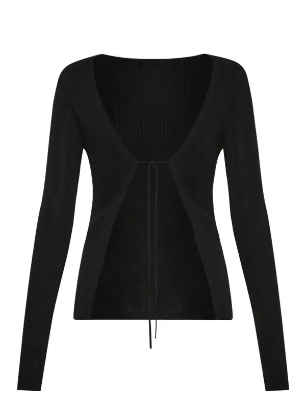 ST. AGNI Ribbed Double-face Sweater With Back Tie Detail - Black