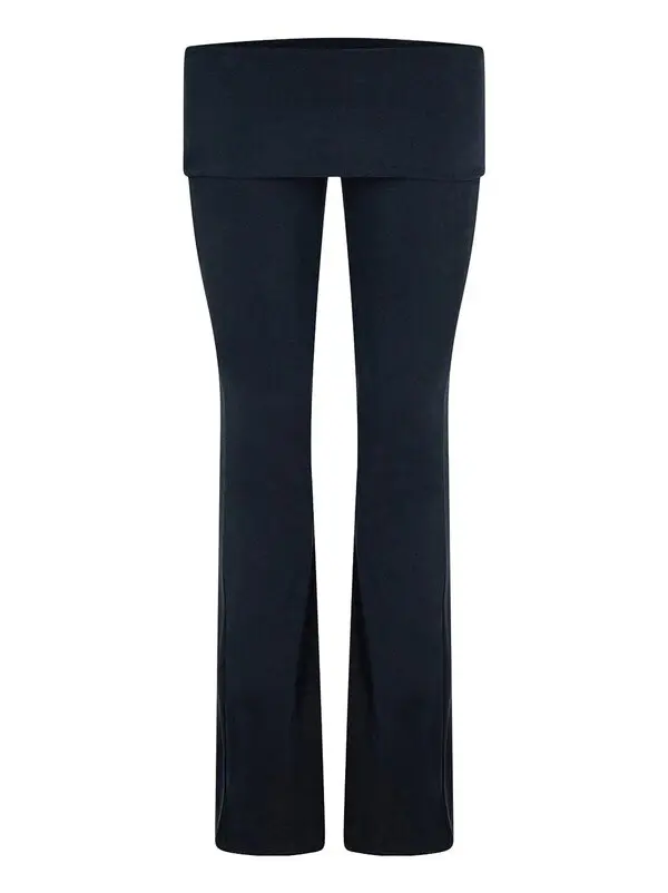 JADED LONDON Fold-waist Flared Trousers - Black