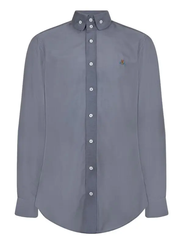 VIVIENNE WESTWOOD Logo Cotton Krall Long Sleeved Shirt - Gray