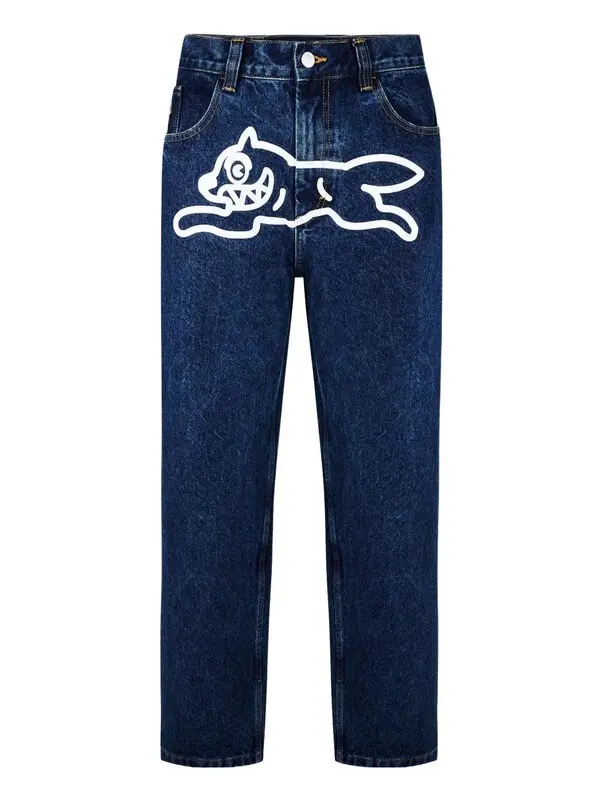 ICECREAM Animal Pattern Belt Loop Jeans - Blue