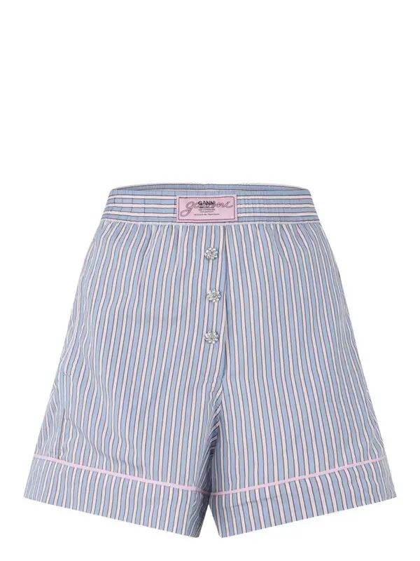 GANNI Striped Cotton Shorts - Multicolor