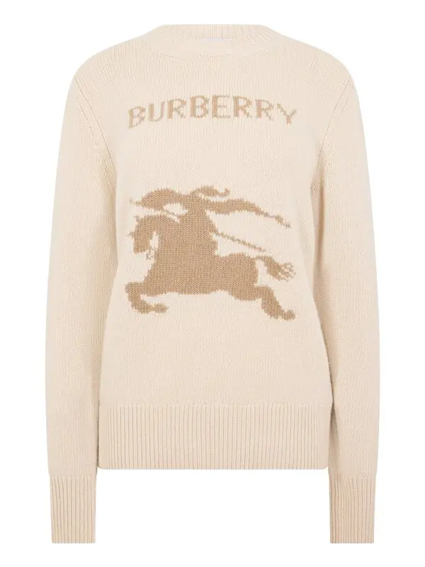 Burberry Knitted Sweater With Equestrian Knight Motif - Nude