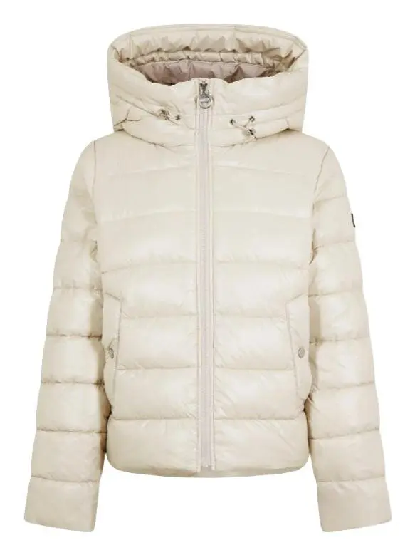 Barbour Long-sleeved Padded Jacket With Hood And Zip Closure - Silver Cloud
