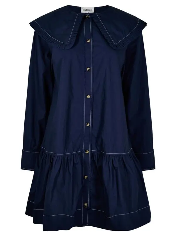 GANNI Collared Mini Shirt Dress With Adjustable Fit - Black