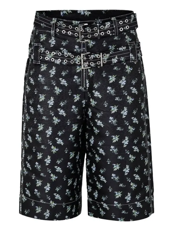 GANNI Jacquard Floral Shorts - Black