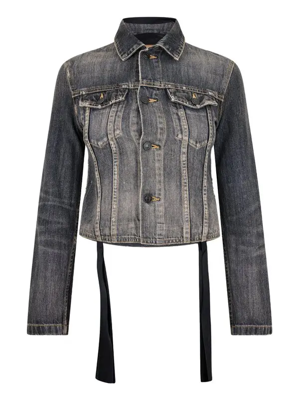 Balenciaga Denim Jacket With Lace-up Back Detail - Black
