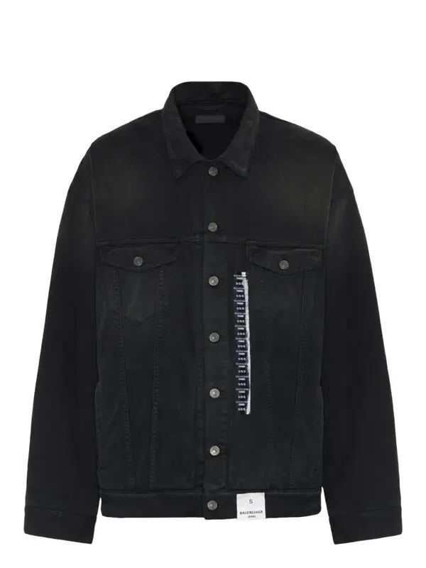 Balenciaga Denim Jacket With Logo Detail - Black