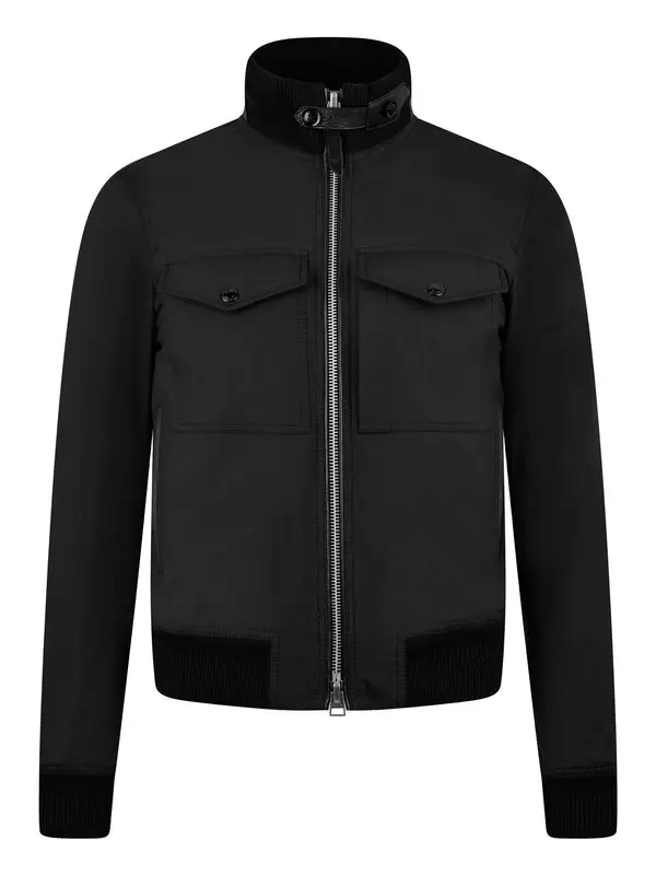 TOM FORD Stand Collar Zip-up Bomber Jacket - Black