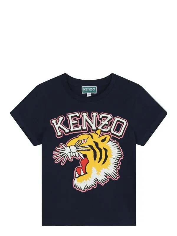 Kenzo Crew Neck T-shirt With Graphic Print - Black