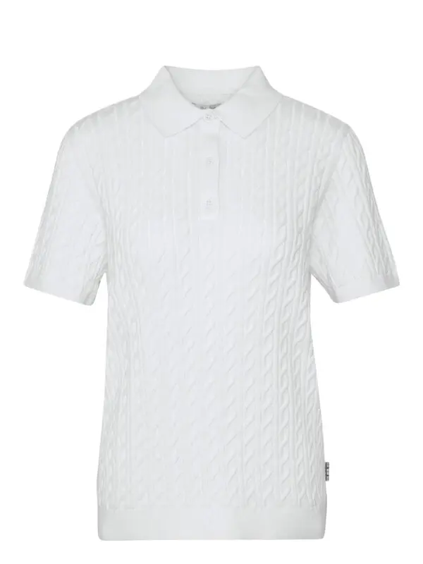 Barbour Hartland Short Sleeve Cable Knit Polo - Cloud