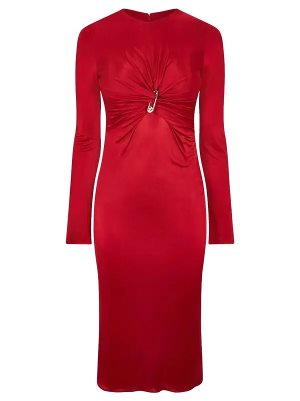 Versace Long Sleeve Midi Dress - Red