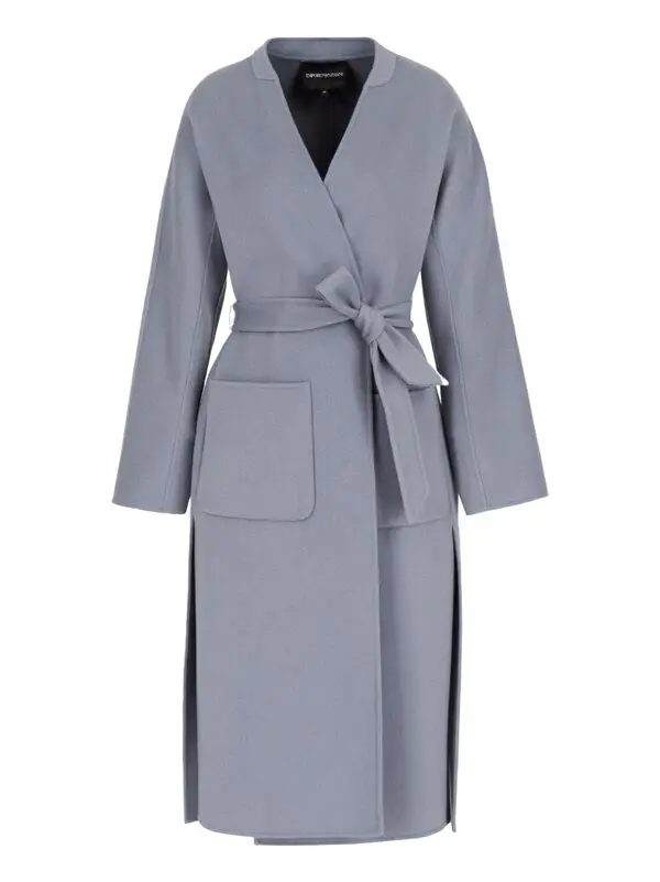 Emporio Armani Long Wrap Coat - Gray