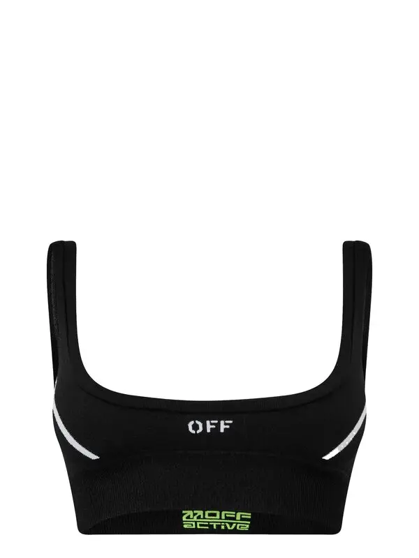 Off-White Short Camisole Bra - Black