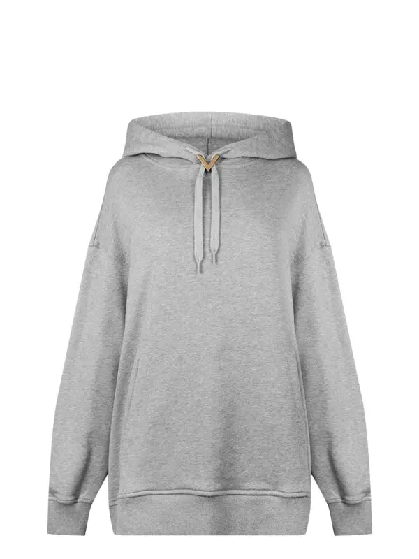 Valentino Garavani Logo Drawstring Hoodie - Gray