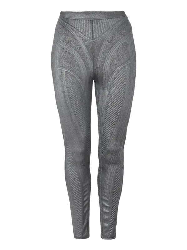 MUGLER Elastic Waist Leggings - Grey