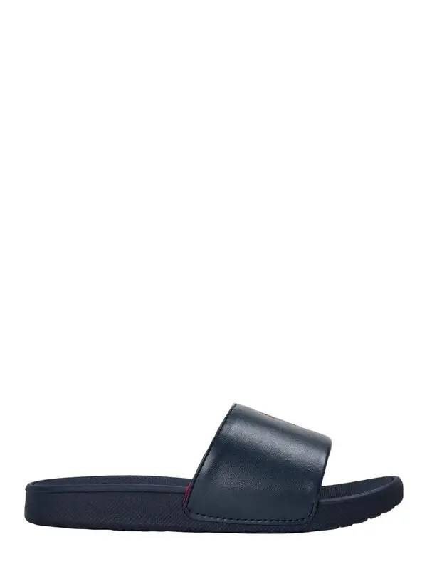 Polo Ralph Lauren Logo Embellished Open Toe Slides - Black