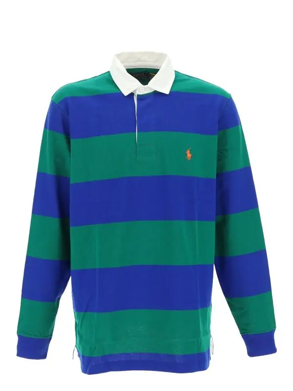 Polo Ralph Lauren Striped Logo-embroidered Rugby Shirt - Blue