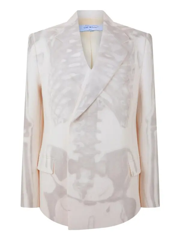 Off-White Skeleton Print Double-breasted Blazer - White