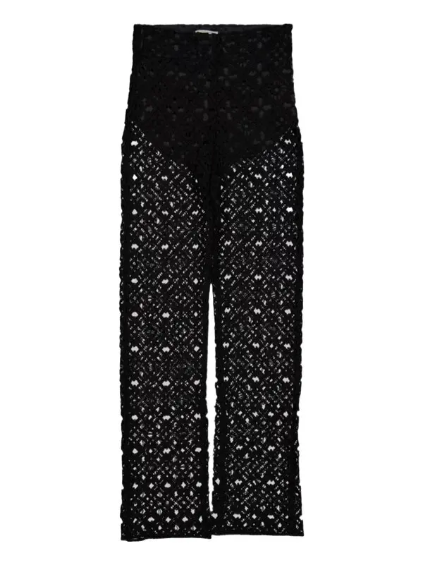 Off-White Elastic Waistband Cutout Straight-leg Pants - Black