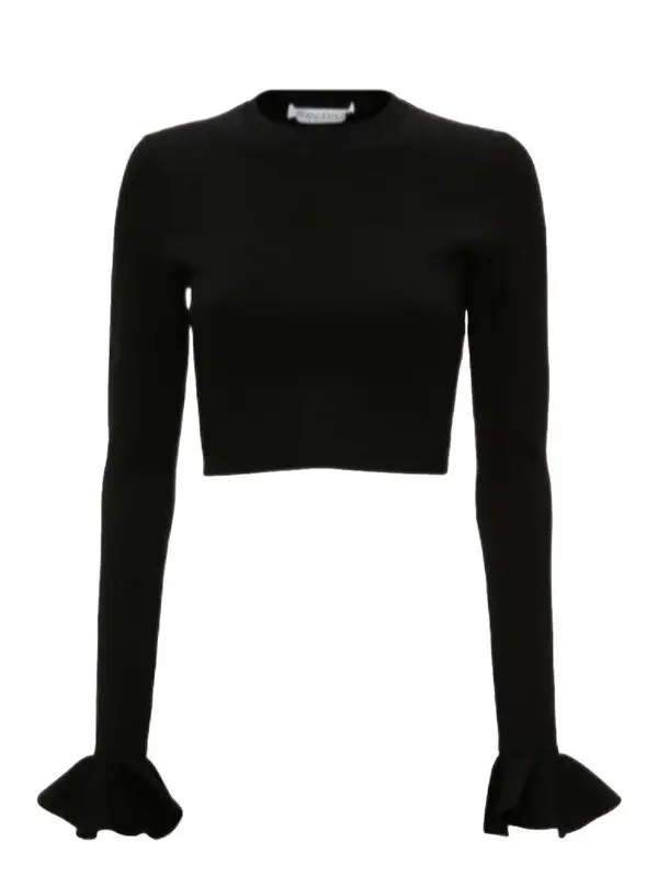 J.W.ANDERSON Ruffle Detailed Ribbed Cropped Top - Black