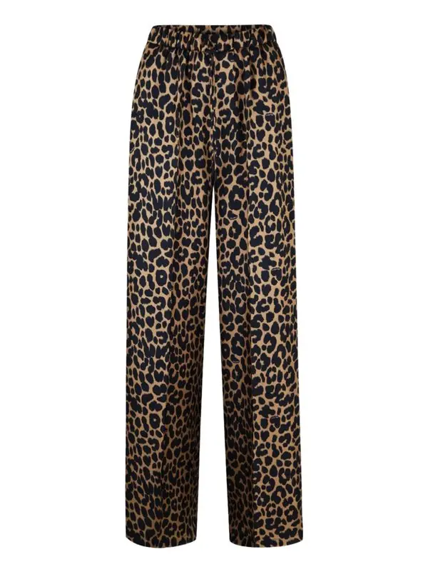 Max Mara Leopard Print High-waisted Loose Fit Trousers - Black