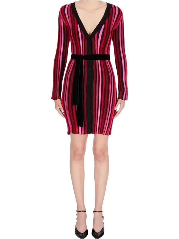 Emporio Armani Striped Knit V-neck Dress - Multicolor