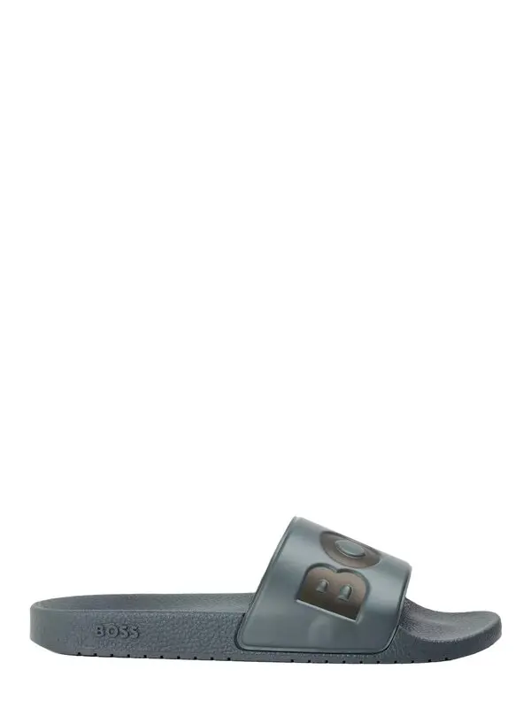 Hugo Boss Boss Logo Detail Slider Sandals - Gray
