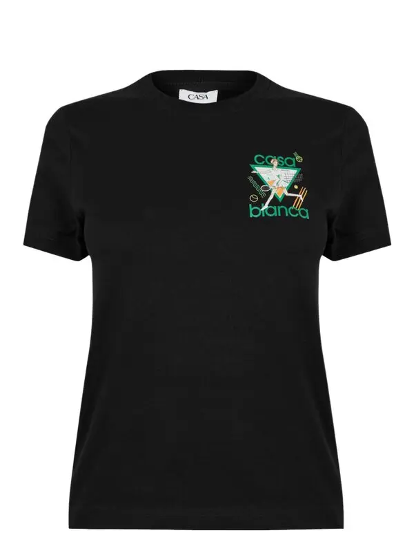 Casablanca Logo Crew Neck Short Sleeve T-shirt - Black