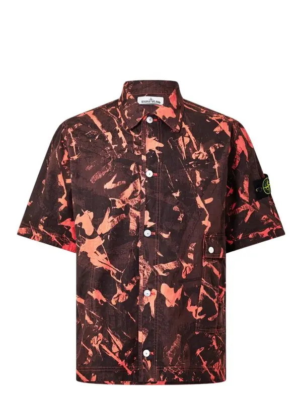 Stone Island Camo Short Sleeve Shirt - Black