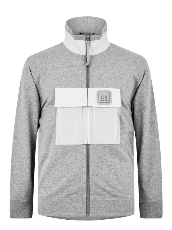 C.P. COMPANY Color-blocked Stand-collar Zip-up Sports Jacket - Gray