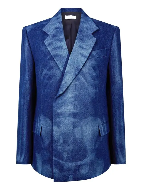 Off-White Body Scan Relax Denim Double Jacket - Blue