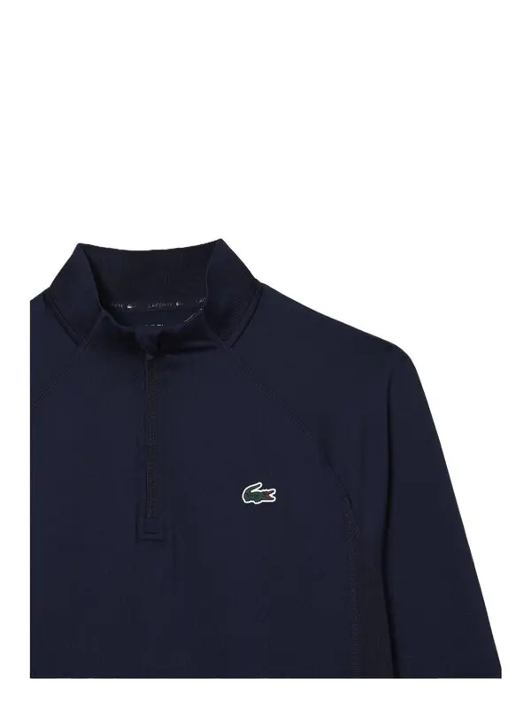 Lacoste Half-zip Stand Collar Raglan Long Sleeve Top - Blue