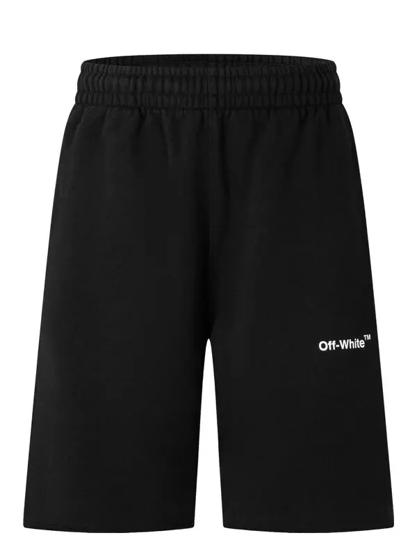 Off-White Cotton Jogger Shorts With Logo Detail - Black
