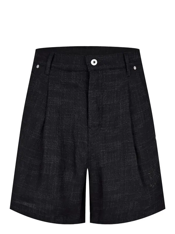 Off-White Pleated Straight-leg Shorts - Black