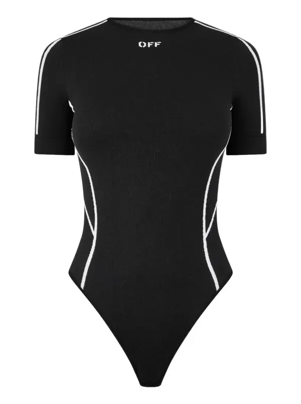 Off-White Short-sleeve Seamless Bodysuit - Black