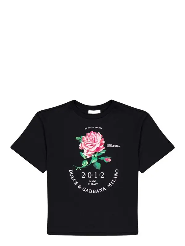 Dolce & Gabbana Floral Logo T-shirt - Black