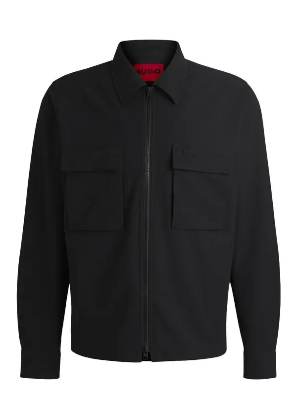 Hugo Boss Zip-up Utility-style Shirt Casual Jacket - Black